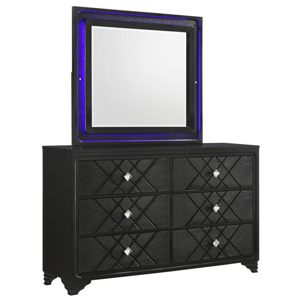 Rosdorf Park Kariyah Rectangular Dresser Mirror Black | Wayfair